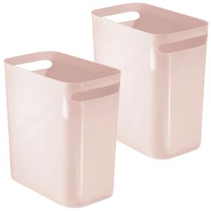 mdesign light pink 2.5 gallon plastic trash can, set of 2, 10.875 x 7 x 12 in