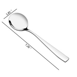 Kekow Soup Spoons, 12-Piece Stainless Steel Round Bouillon Spoon