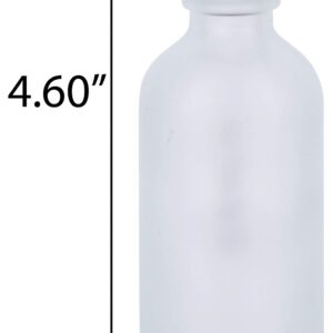 JUVITUS 2 oz Frosted Clear Glass Boston Round Bottle with Black Graduated Measurement Dropper (24 pack) + Funnel