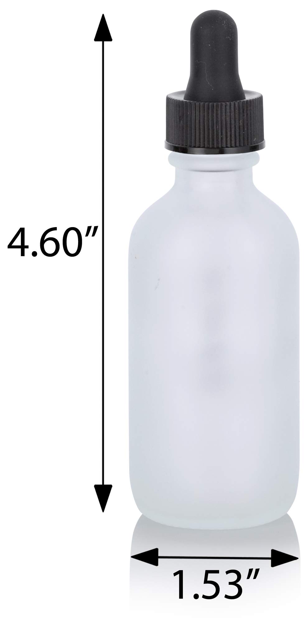 JUVITUS 2 oz Frosted Clear Glass Boston Round Bottle with Black Graduated Measurement Dropper (24 pack) + Funnel