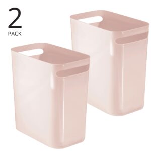 mDesign Light Pink 2.5 Gallon Plastic Trash Can, Set of 2, 10.875 x 7 x 12 in