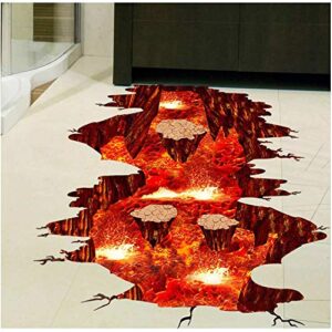 Quanhaigou Creative 3D Space Wall Decals Removable PVC Magic Floor Flame and Lava Wall Stickers Murals Wallpaper Art Decor for Home Walls Ceiling Boys Room Kids Bedroom Nursery School