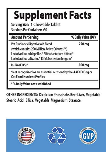 I LOVE MY PETS LLC probiotics for Dogs Chews - Digestive AID for Dogs - PET PROBIOTIC bifidobacterium longum - 60 Treats (1 Bottle)