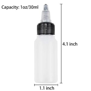 Bekith 40 Pack 1oz Dispensing Bottles, Boston Round HDPE Plastic Bottle with Twist Top Cap, Empty Plastic Squeeze Bottle