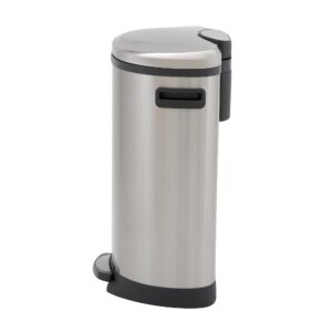 Design Trend 50 Liter, Silver Oval Stainless Steel Step Trash Can with Soft Close Lid and Handles 13 Gallon