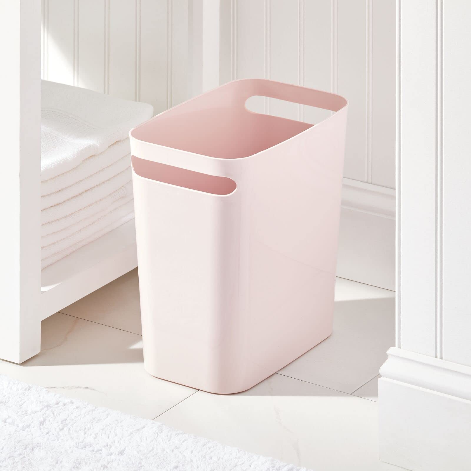 mDesign Light Pink 2.5 Gallon Plastic Trash Can, Set of 2, 10.875 x 7 x 12 in