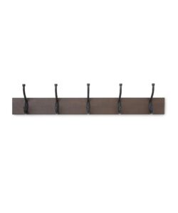 amazon basics rectangular wall-mounted farmhouse metal, coat rack, 5 hooks, espresso