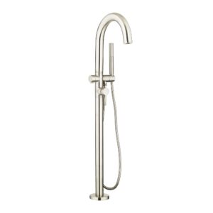 american standard t064951.295 contemporary round freestanding tub filler for flash rough-in valve, brushed nickel