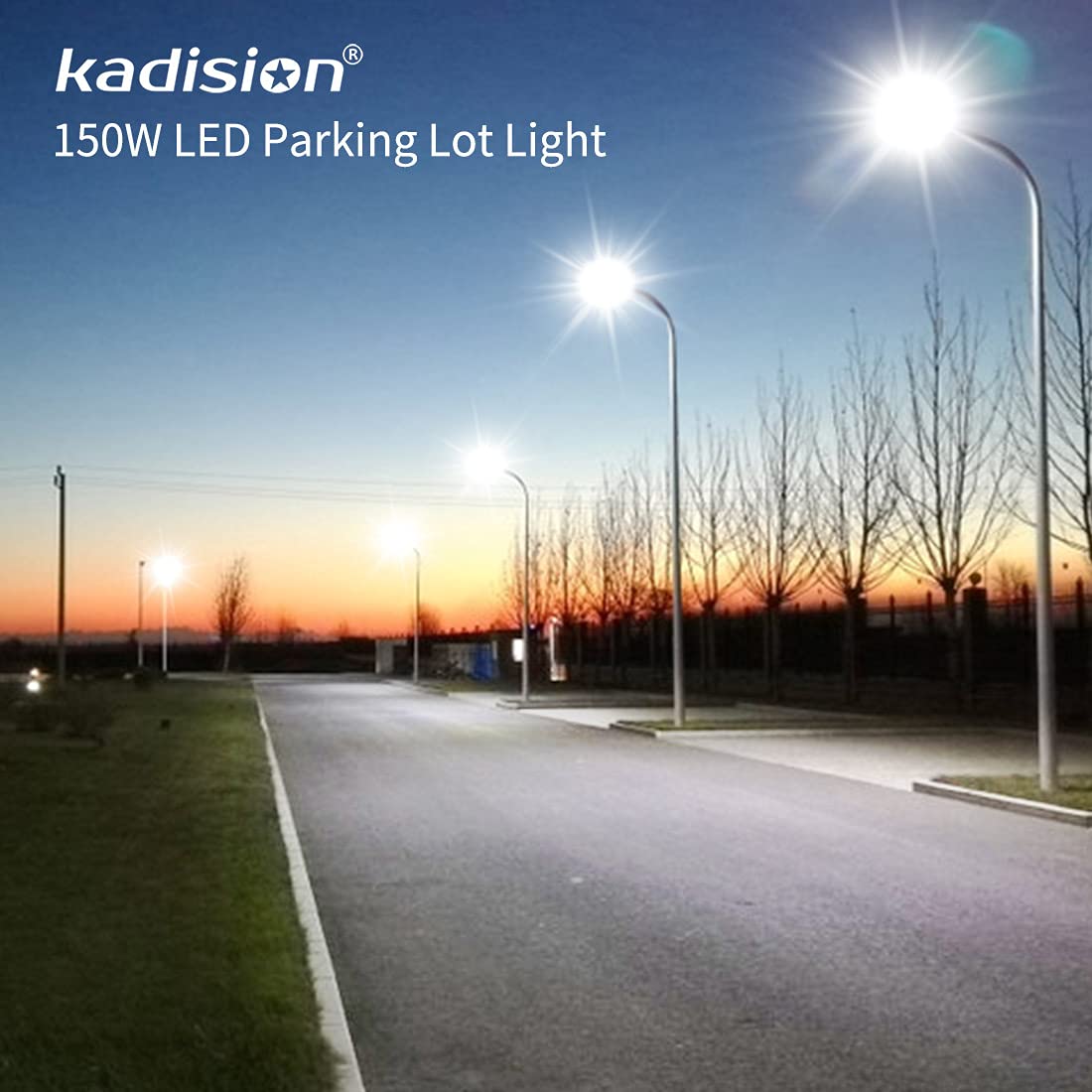 kadision LED Parking Lot Light 150W/100W/75W Adjustable, 22500lm (150lm/W) 5000K 100-277V, Waterproof LED Shoebox Light with Dusk-to-Dawn Photocell, Slip Fitter Mount, ETL Listed