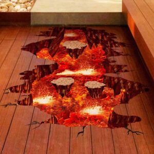 Quanhaigou Creative 3D Space Wall Decals Removable PVC Magic Floor Flame and Lava Wall Stickers Murals Wallpaper Art Decor for Home Walls Ceiling Boys Room Kids Bedroom Nursery School