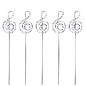 booluee 30 pcs metal wire place card holders, photo clip holders craft table card holders memo note photo metal clamps clay decor cake toppers wedding party decorations (musical note)