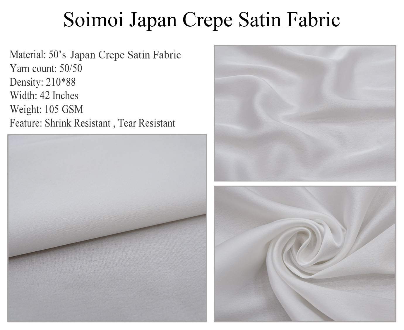 Soimoi Japan Crepe Black Fabric - by The Yard - 42 Inch Wide - Vertical Stripe - Modern Chic with Vertical Stripes Printed Fabric