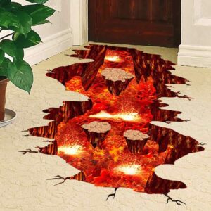 Quanhaigou Creative 3D Space Wall Decals Removable PVC Magic Floor Flame and Lava Wall Stickers Murals Wallpaper Art Decor for Home Walls Ceiling Boys Room Kids Bedroom Nursery School