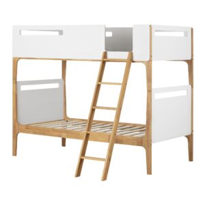 south shore bebble modern bunk bed white and natural twin