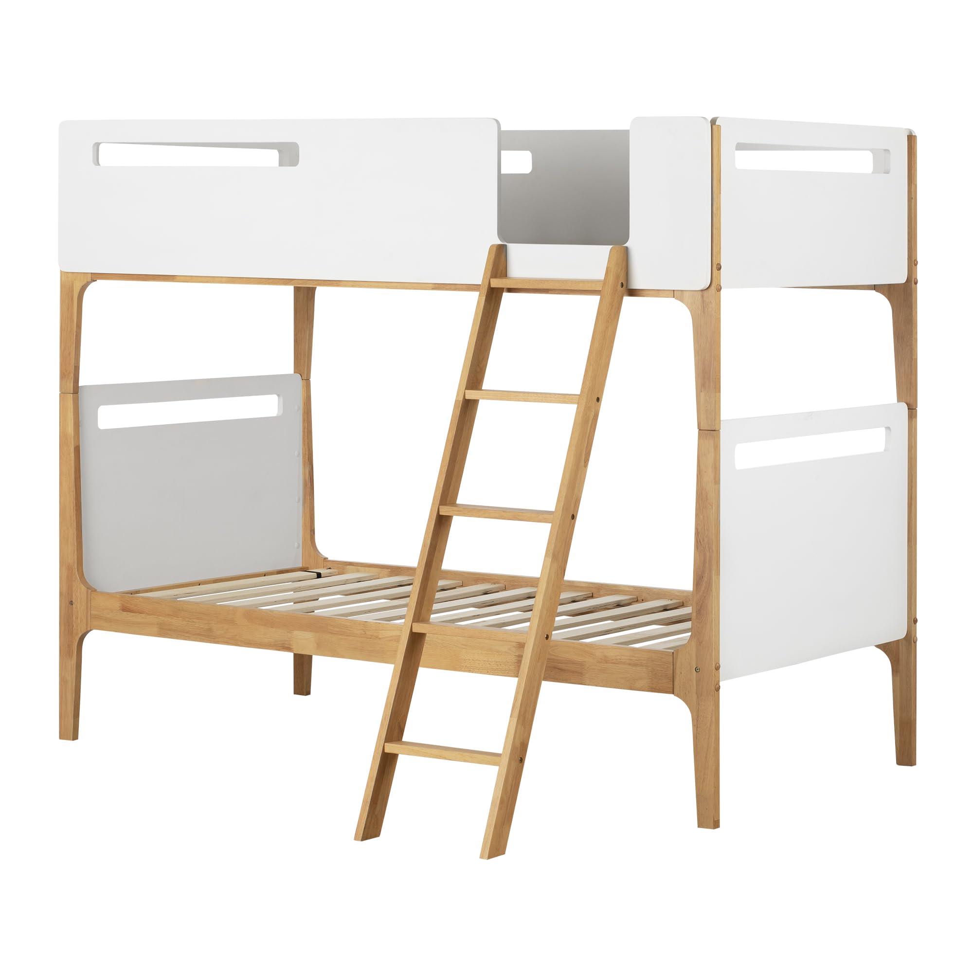 South Shore Bebble Modern Bunk Bed White and Natural Twin