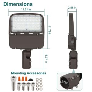 kadision LED Parking Lot Light 150W/100W/75W Adjustable, 22500lm (150lm/W) 5000K 100-277V, Waterproof LED Shoebox Light with Dusk-to-Dawn Photocell, Slip Fitter Mount, ETL Listed