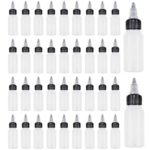 bekith 40 pack 1oz dispensing bottles, boston round hdpe plastic bottle with twist top cap, empty plastic squeeze bottle