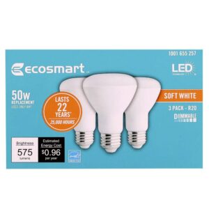 EcoSmart 50-Watt Equivalent R20 Dimmable Energy Star LED Light Bulb Soft White (6-Pack)