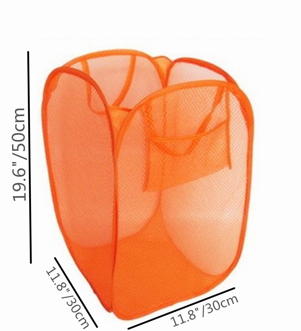 Rectangle Nursery Baskets Baby Clothes Laundry Organizer Mesh Storage Hamper for Toys Children Pop Up Trash Can,Orange