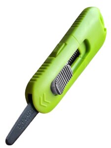 canary box cutter auto retractable blade, safety box opener tool [non-stick fluorine coating blade], made in japan, green (dc-20f-1)