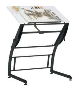 sd studio designs triflex drawing table, sit to stand up adjustable office home computer desk, 35.25" w x 23.5" d, charcoal black/white