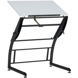 SD STUDIO DESIGNS Triflex Drawing Table, Sit to Stand Up Adjustable Office Home Computer Desk, 35.25" W X 23.5" D, Charcoal Black/White