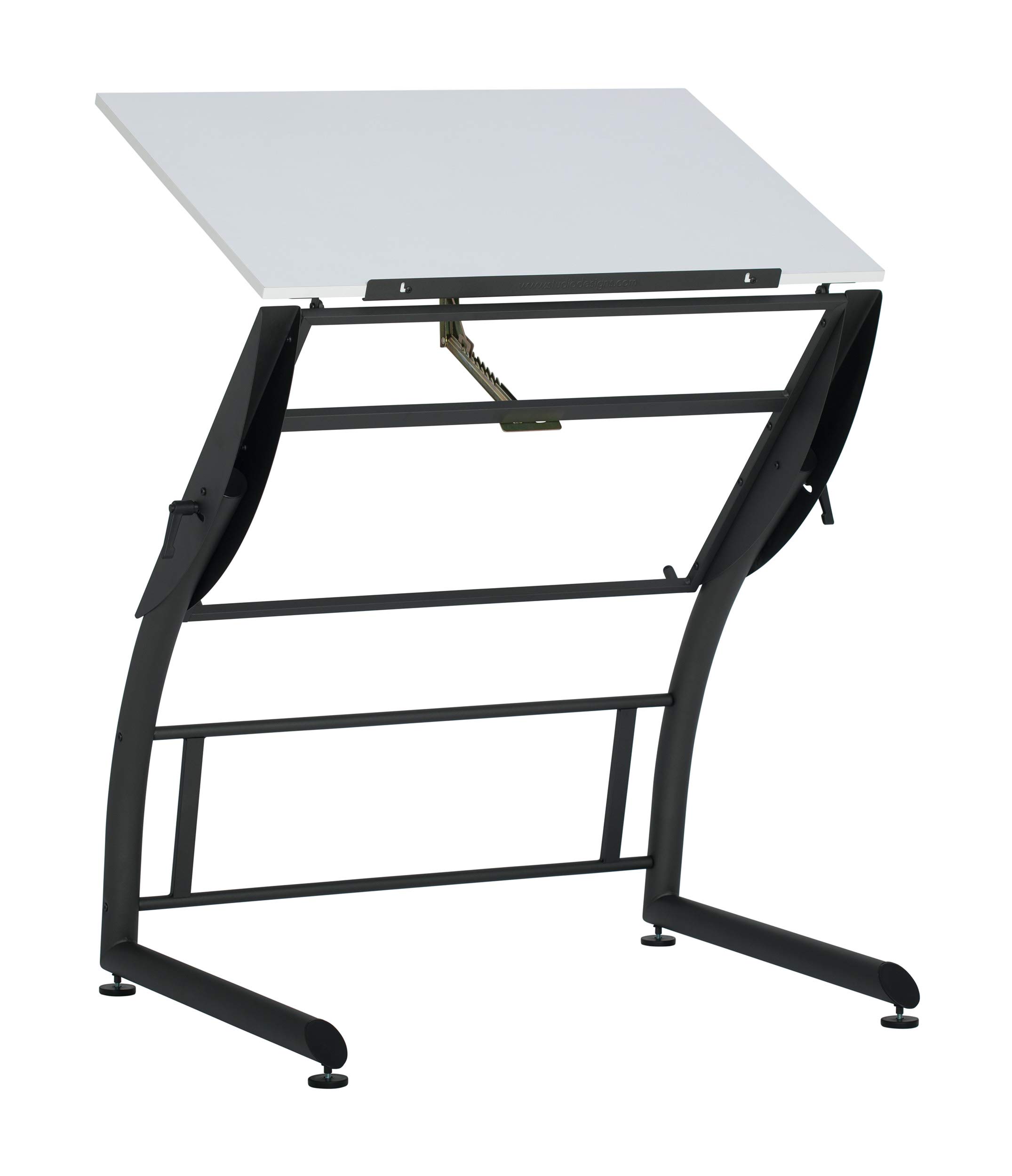 SD STUDIO DESIGNS Triflex Drawing Table, Sit to Stand Up Adjustable Office Home Computer Desk, 35.25" W X 23.5" D, Charcoal Black/White