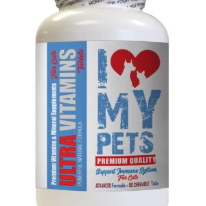 I LOVE MY PETS LLC cat Mineral Supplement - Ultra Vitamins - CAT Health - Mineral Boost - Vitamin d for Cats - 90 Treats (1 Bottle)