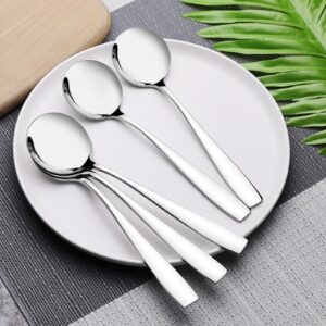 Kekow Soup Spoons, 12-Piece Stainless Steel Round Bouillon Spoon