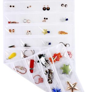 AARAINBOW Hanging Jewelry Organizer Dual-Sided Closet Accesoory Organizer with 80 Pockets Jewelry Hanger for Earrings, Necklaces, Rings on Closet, Wall, Door (White)