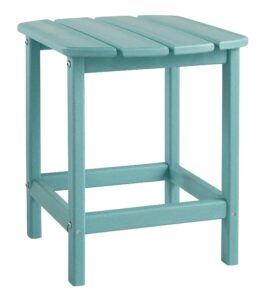 signature design by ashley sundown treasure outdoor patio hdpe weather resistant end table, blue