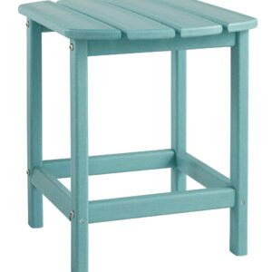 Signature Design by Ashley Sundown Treasure Outdoor Patio HDPE Weather Resistant End Table, Blue