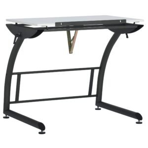 SD STUDIO DESIGNS Triflex Drawing Table, Sit to Stand Up Adjustable Office Home Computer Desk, 35.25" W X 23.5" D, Charcoal Black/White