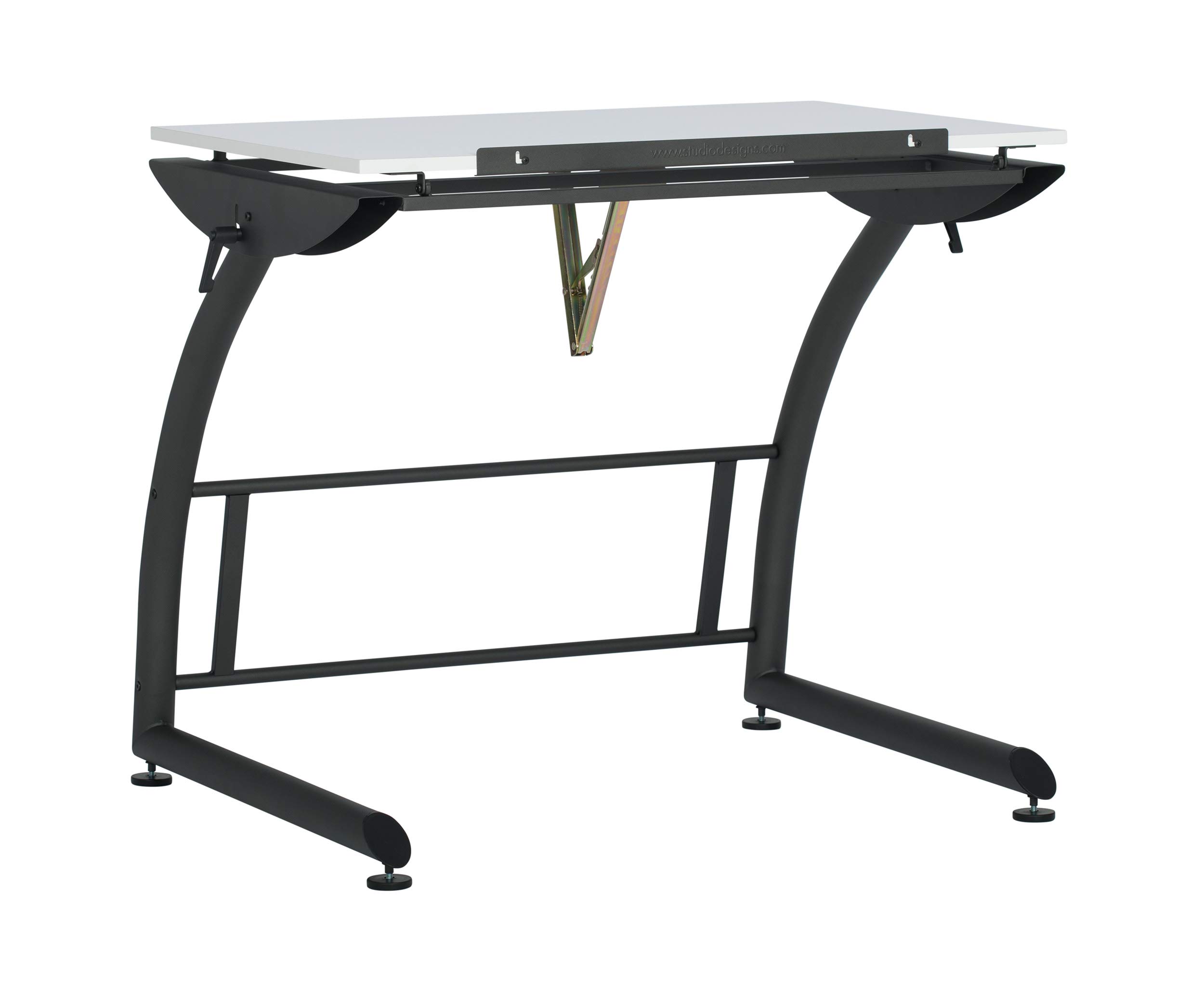 SD STUDIO DESIGNS Triflex Drawing Table, Sit to Stand Up Adjustable Office Home Computer Desk, 35.25" W X 23.5" D, Charcoal Black/White