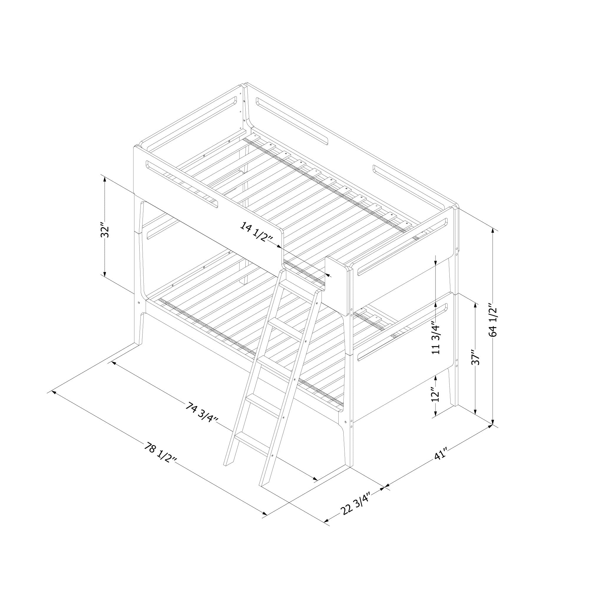 South Shore Bebble Modern Bunk Bed White and Natural Twin