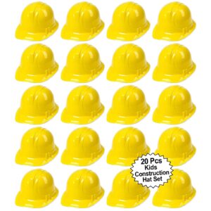 anapoliz toy construction hard hats | 20 pcs. soft plastic yellow kids party hat | children’s engineer, building dress up hats | theme favor caps