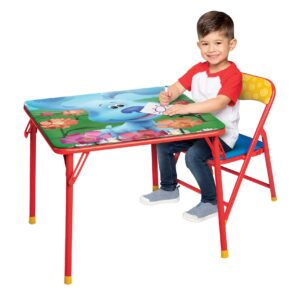 JAKKS Pacific Blue's Clues & You! Junior Table & Chair Set – Folding Childrens Table & Chair Set – Includes 1 Kid Chair with Non-Skid Rubber Feet & Padded Seat – Sturdy Metal Construction