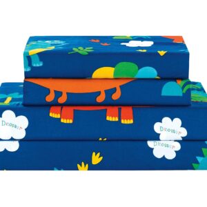 Sapphire Home 4 Piece Dinosaur Full Bed Sheets for Kids - Fitted Sheet, Kids' Sheet & Pillowcase Sets - Dinosaur Room Decor for Boys - Toddler Bed Sheet - Full Size