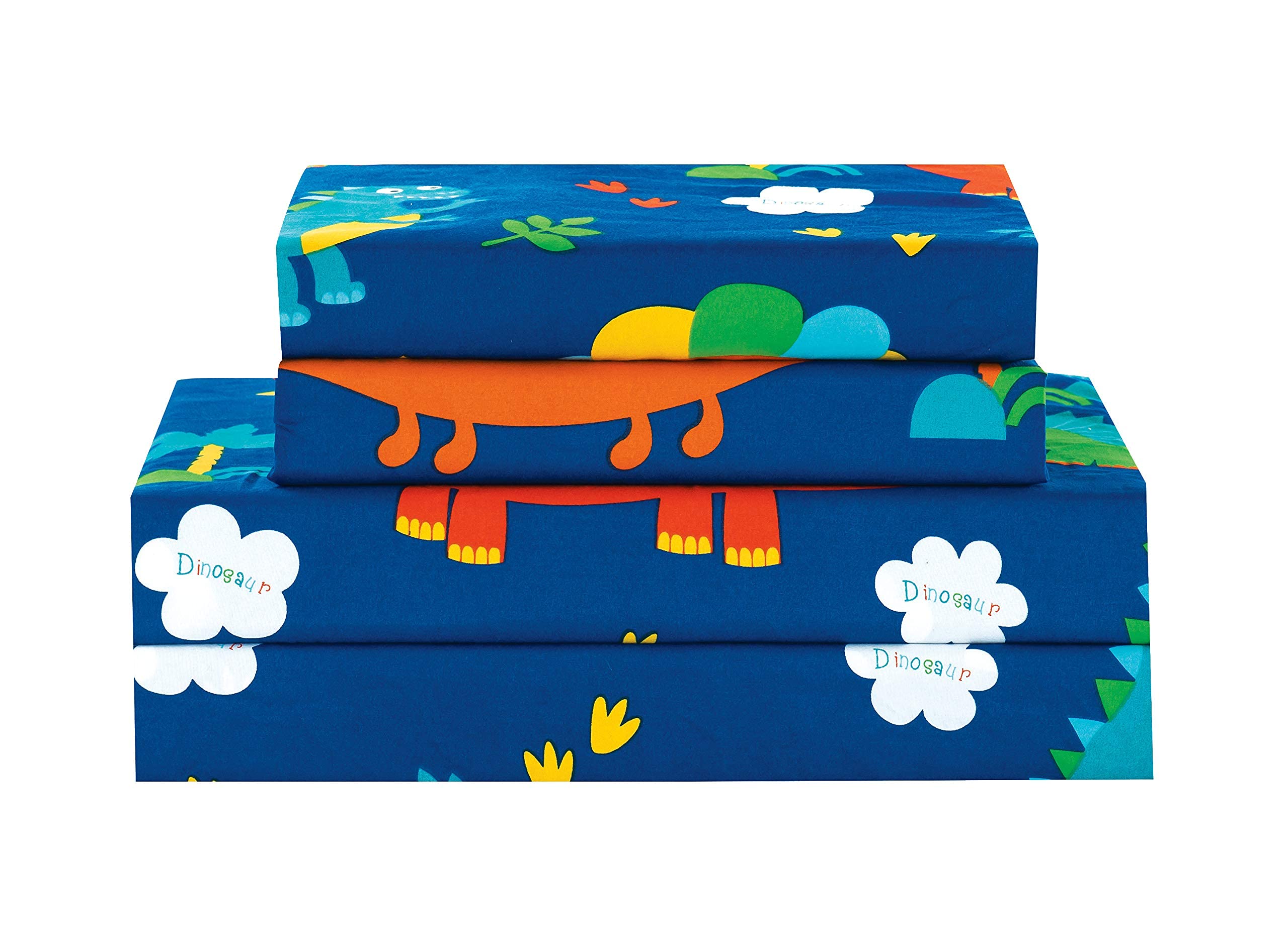 Sapphire Home 4 Piece Dinosaur Full Bed Sheets for Kids - Fitted Sheet, Kids' Sheet & Pillowcase Sets - Dinosaur Room Decor for Boys - Toddler Bed Sheet - Full Size