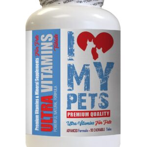 I LOVE MY PETS LLC Dogs Vitamins for Hair - PET Ultra Vitamins - Dogs Cats Health - Best Benefits - Vitamin c for Dogs chewable - 90 Treats (1 Bottle)