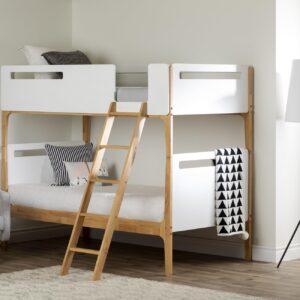 South Shore Bebble Modern Bunk Bed White and Natural Twin