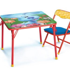 JAKKS Pacific Blue's Clues & You! Junior Table & Chair Set – Folding Childrens Table & Chair Set – Includes 1 Kid Chair with Non-Skid Rubber Feet & Padded Seat – Sturdy Metal Construction