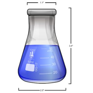 Laboratory Shot Glass Set, 6 Pieces, 50ml Beakers and 50ml Flasks, Borosilicate Glass, Karter Scientific 233V2