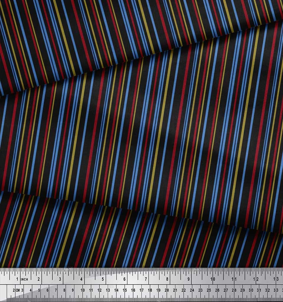 Soimoi Japan Crepe Black Fabric - by The Yard - 42 Inch Wide - Vertical Stripe - Modern Chic with Vertical Stripes Printed Fabric