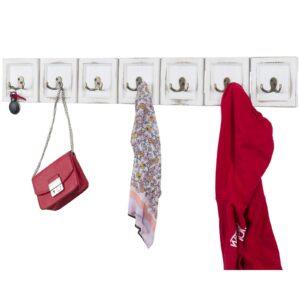 rustic wall mounted coat rack with 7 double hanging hooks. overall size is 43"x6". use as coat rack, hat organizer, key holder. perfect for entryway, mudroom, kitchen, bathroom, hallway, foyer