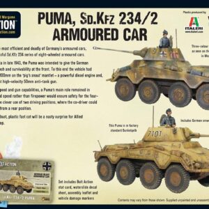 WarLord Bolt Action Puma Sd.Kfz 234/2 Armored Car 1:56 WWII Military Wargaming Plastic Model Kit, Small