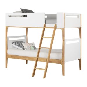 South Shore Bebble Modern Bunk Bed White and Natural Twin