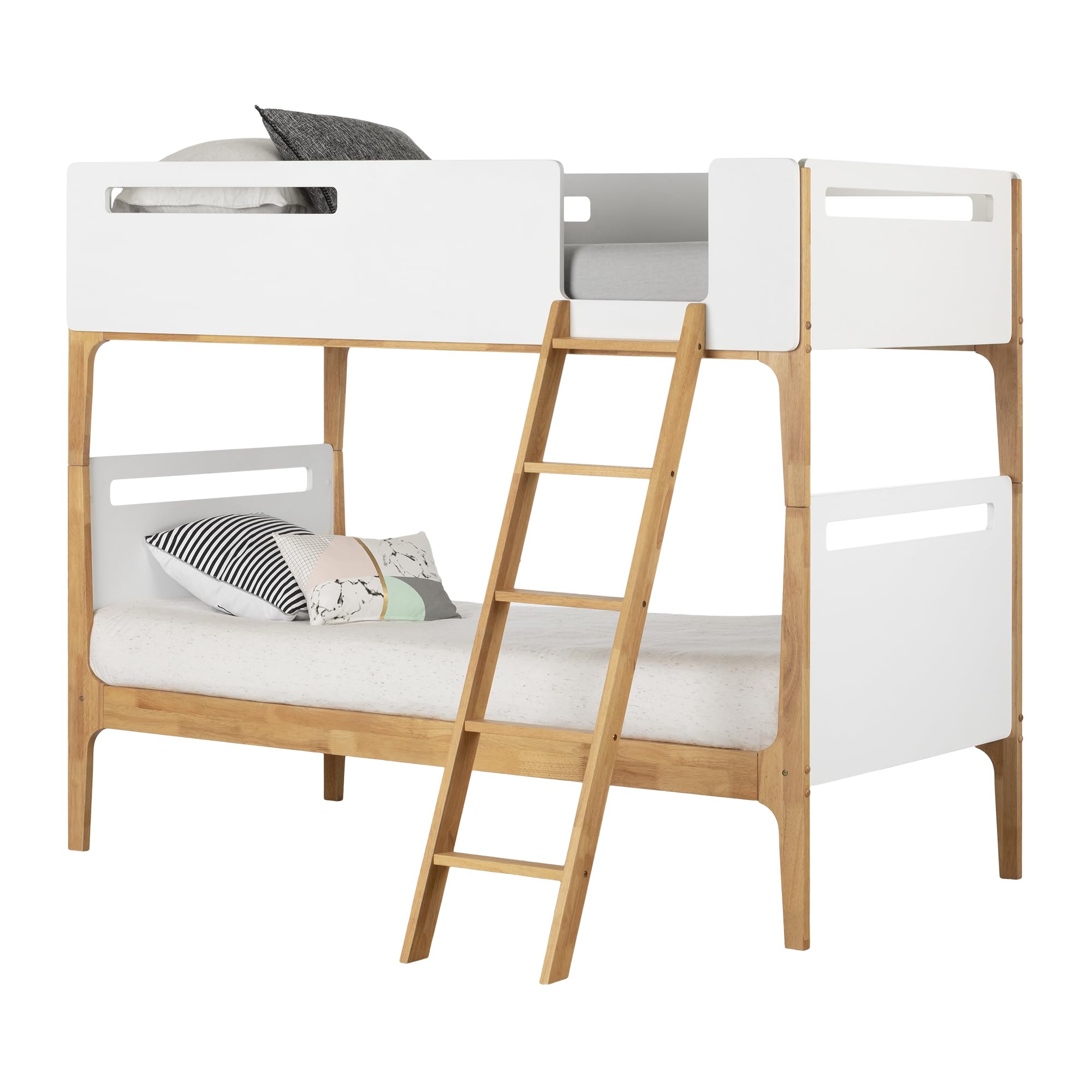 South Shore Bebble Modern Bunk Bed White and Natural Twin