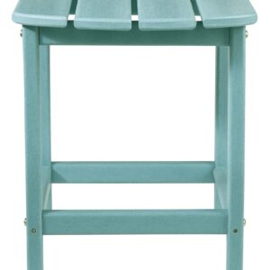 Signature Design by Ashley Sundown Treasure Outdoor Patio HDPE Weather Resistant End Table, Blue