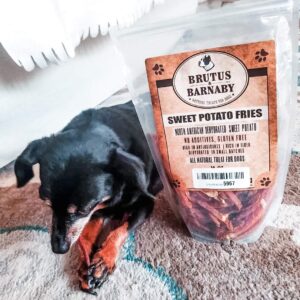 BRUTUS & BARNABY Sweet Potato Dog Treats- No Additive Dehydrated Sweet Potato Fries, Grain Free, Gluten Free and No Preservatives Added (14 oz)